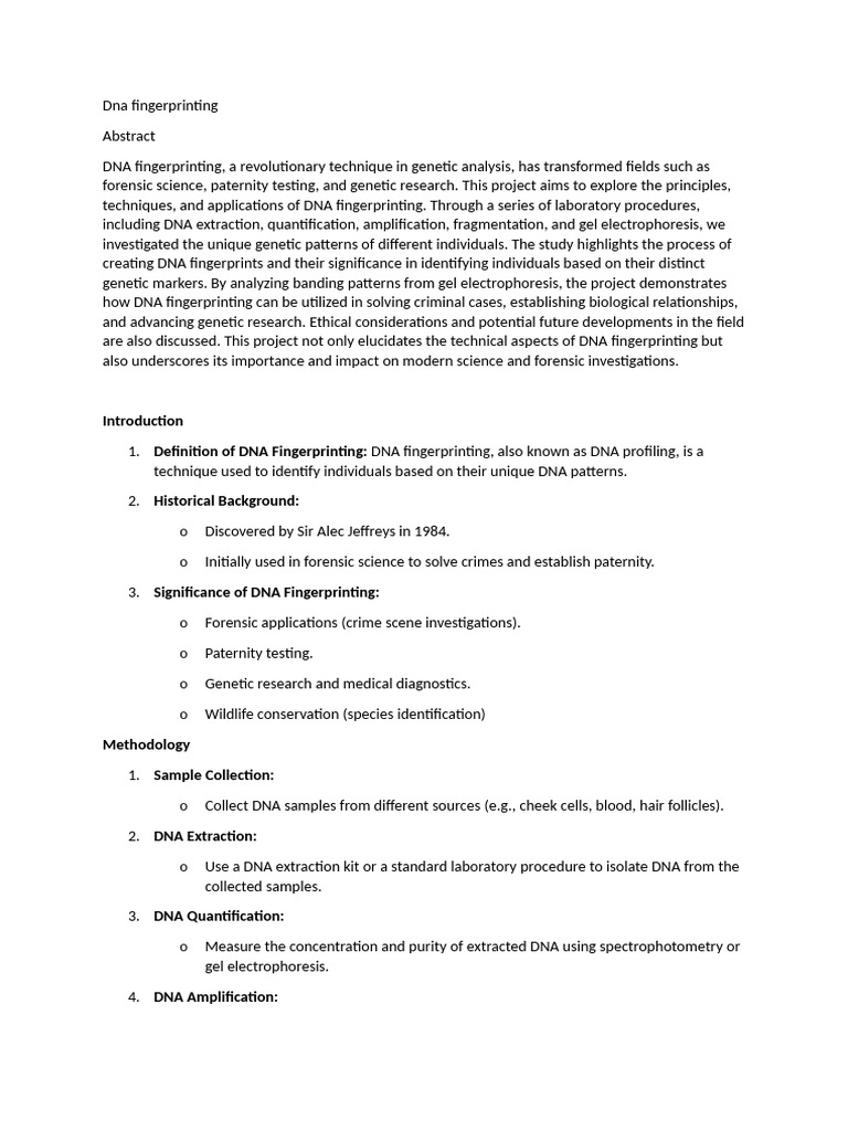 DNA Fingerprinting in Forensics | PDF | Dna Profiling | Science ...