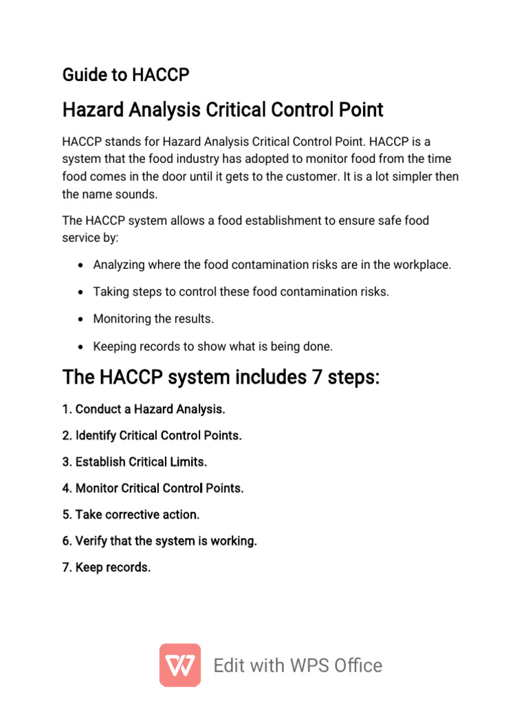Guide to HACCP | PDF