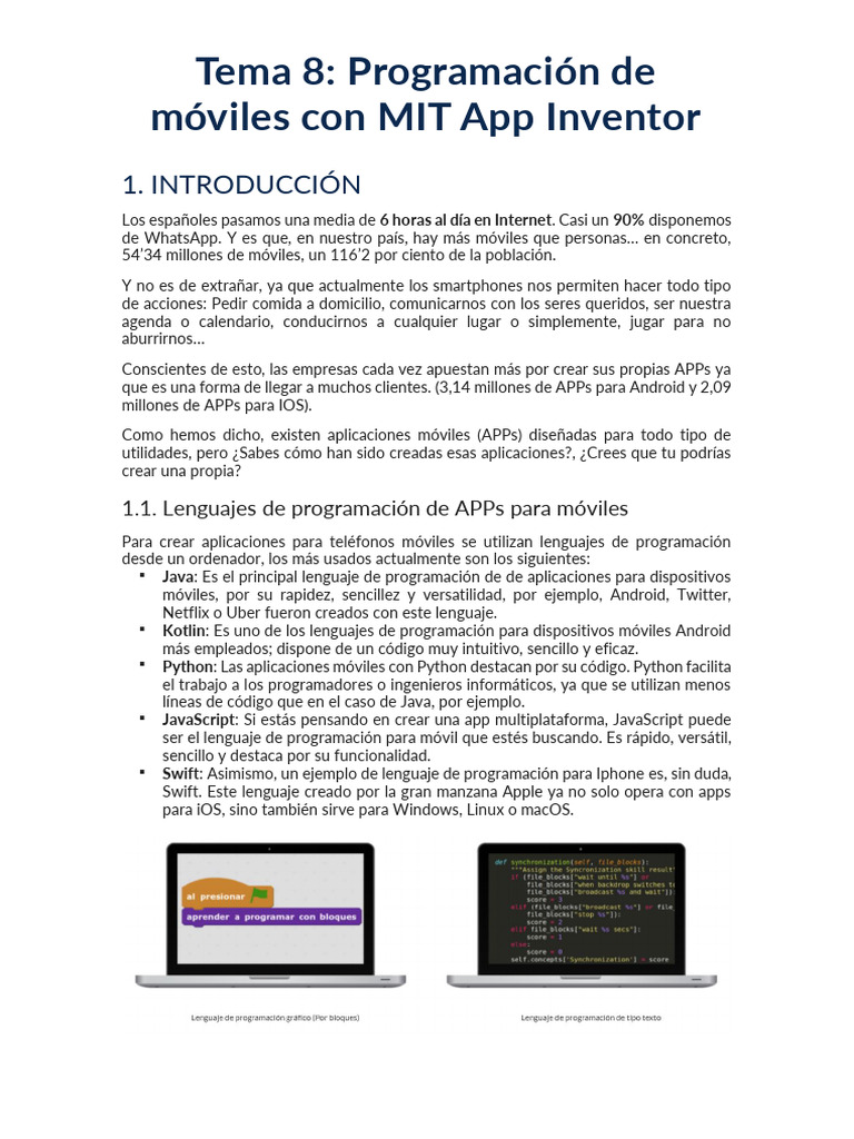 Programación de Móviles Con MIT App Inventor | PDF | Aplicación movil | Software de la aplicacion