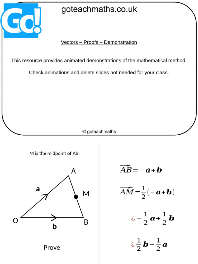Vectors Proofs Demonstration 1 | PDF