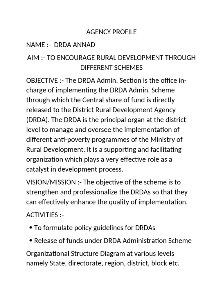 Agency Profile of Drda | PDF