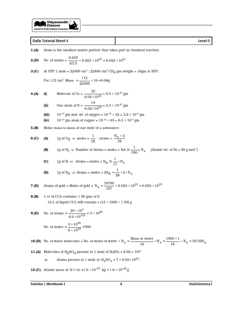 Stoichiometry DTS-1 Solution | PDF