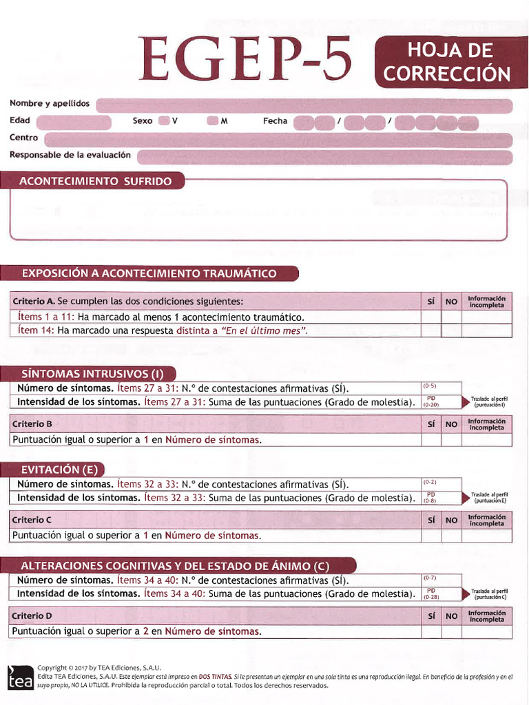 EGEP-5 Hoja Corrección | PDF