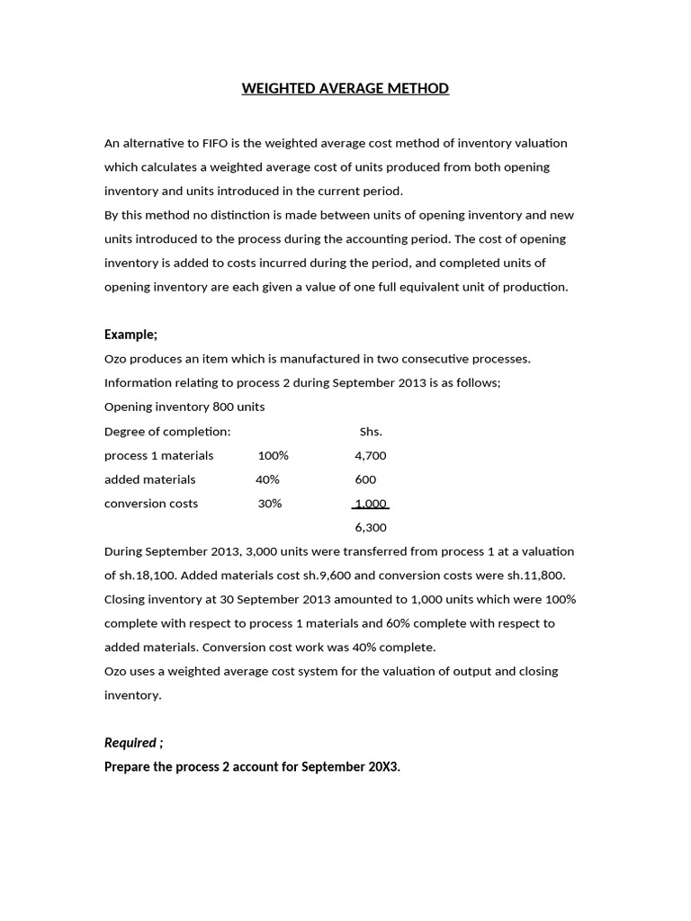 WEIGHTED AVERAGE METHOD | PDF