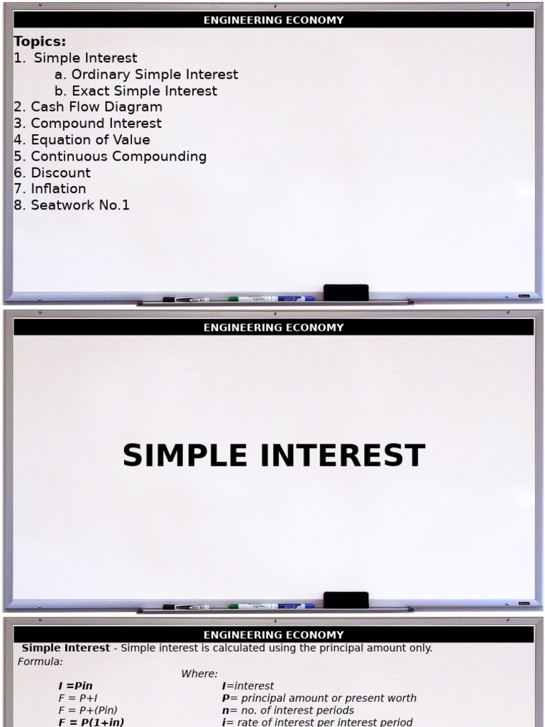 Simple Interest, Compound Interest and Cash Flow Diagram, Inflation and ...