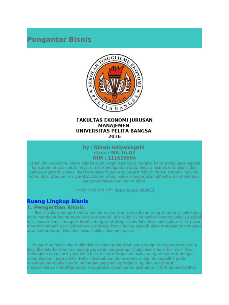 Materi-Pengantar-Bisnis-semester-1 | PDF Materi-Pengantar-Bisnis-semester-1 | PDF
