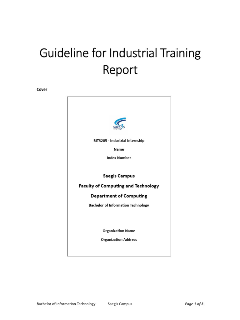 Guideline For Industrial Training Report | PDF