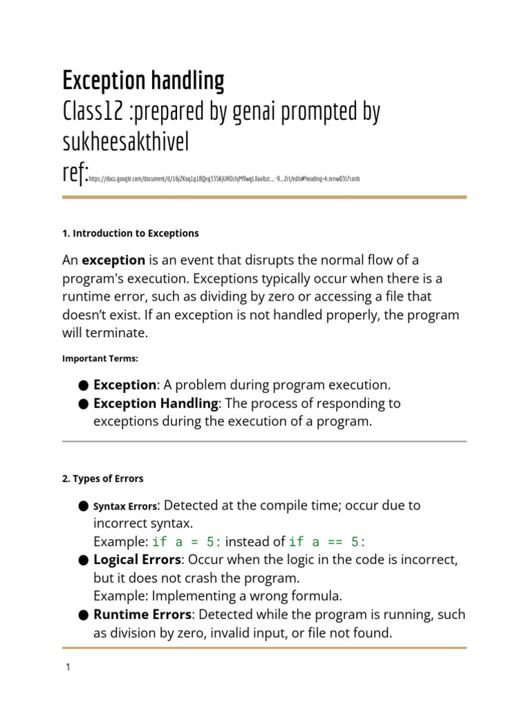 Exception Handling 12 Ow | PDF