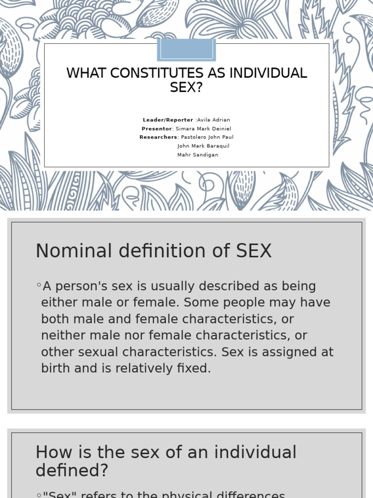 What Constitutes As Individual Sex Pdf