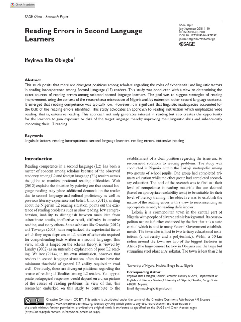 Reading_Errors_in_Second_Language_Learners | PDF