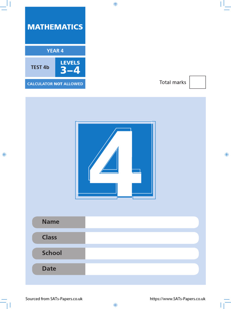 Year 4 Optional 2006 Mathematics Paper B | PDF