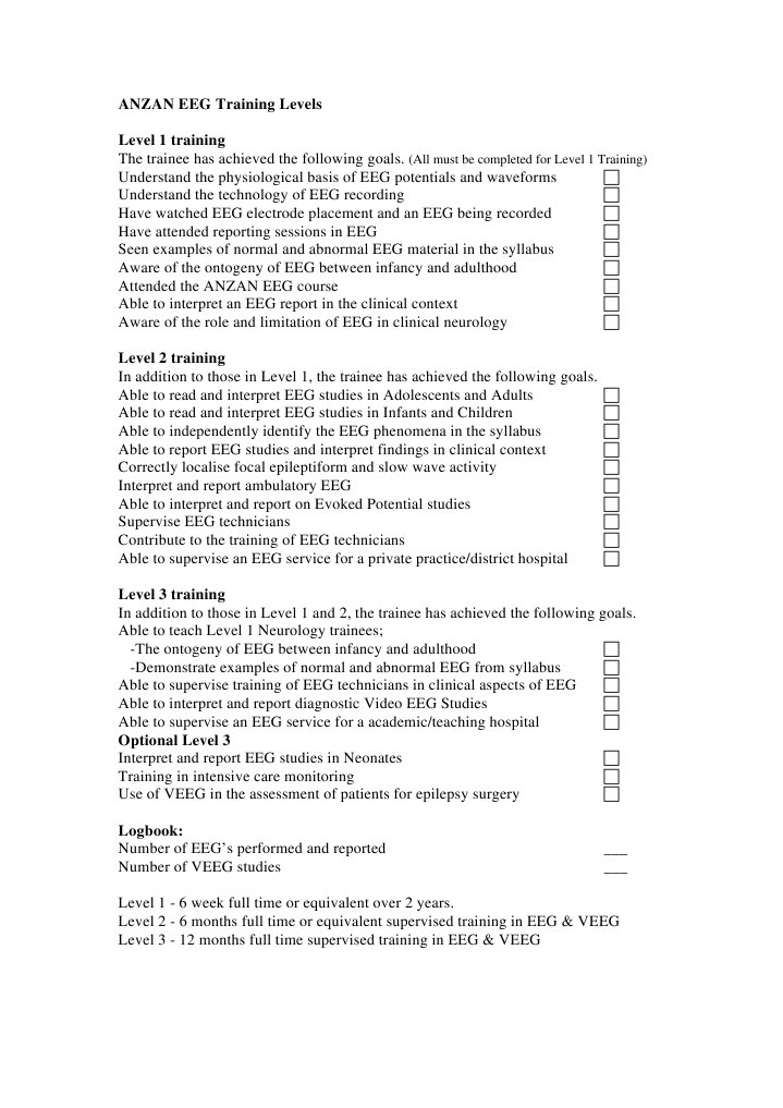 ANZAN EEG Training Levels | PDF