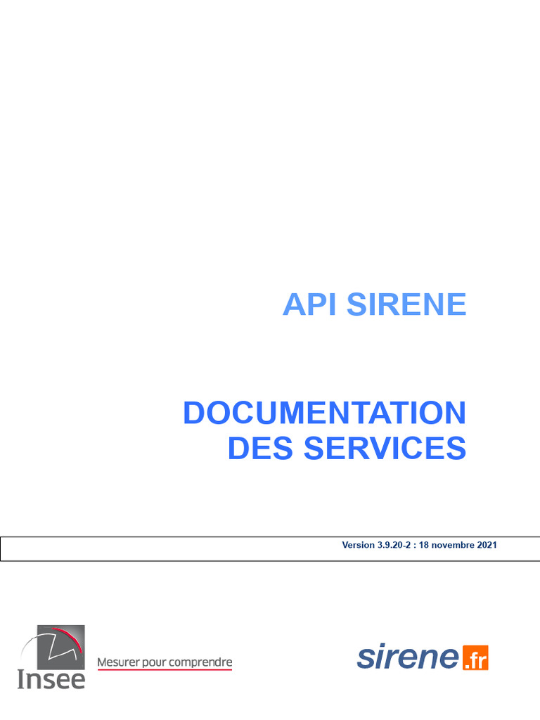 INSEE Documentation API Sirene Services-V3.9.20-2 | PDF