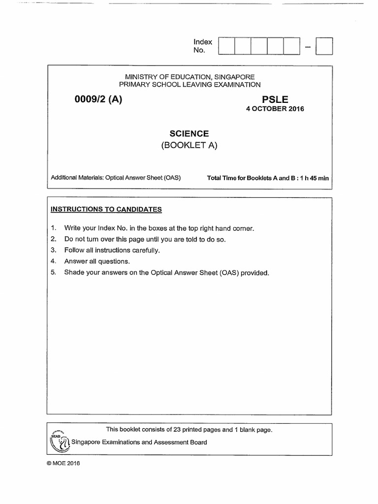 2016 PSLE Science | PDF