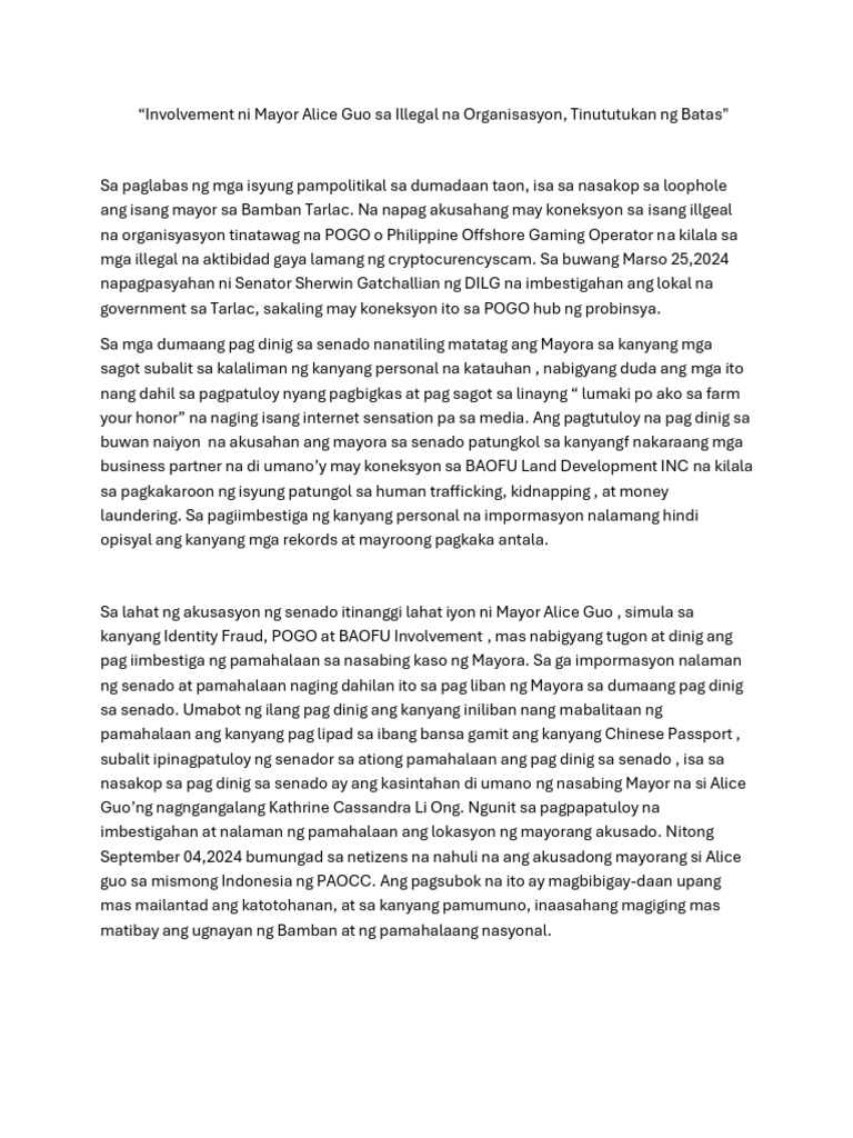 Mayor Alice Guo | PDF