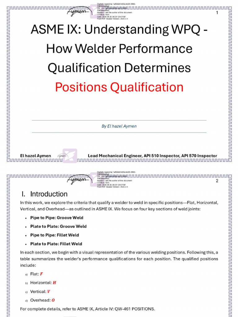 ASME IX - Understanding WPQ - Qualified Position | PDF