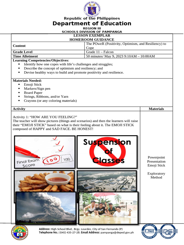 Lesson Exemplar HG | PDF