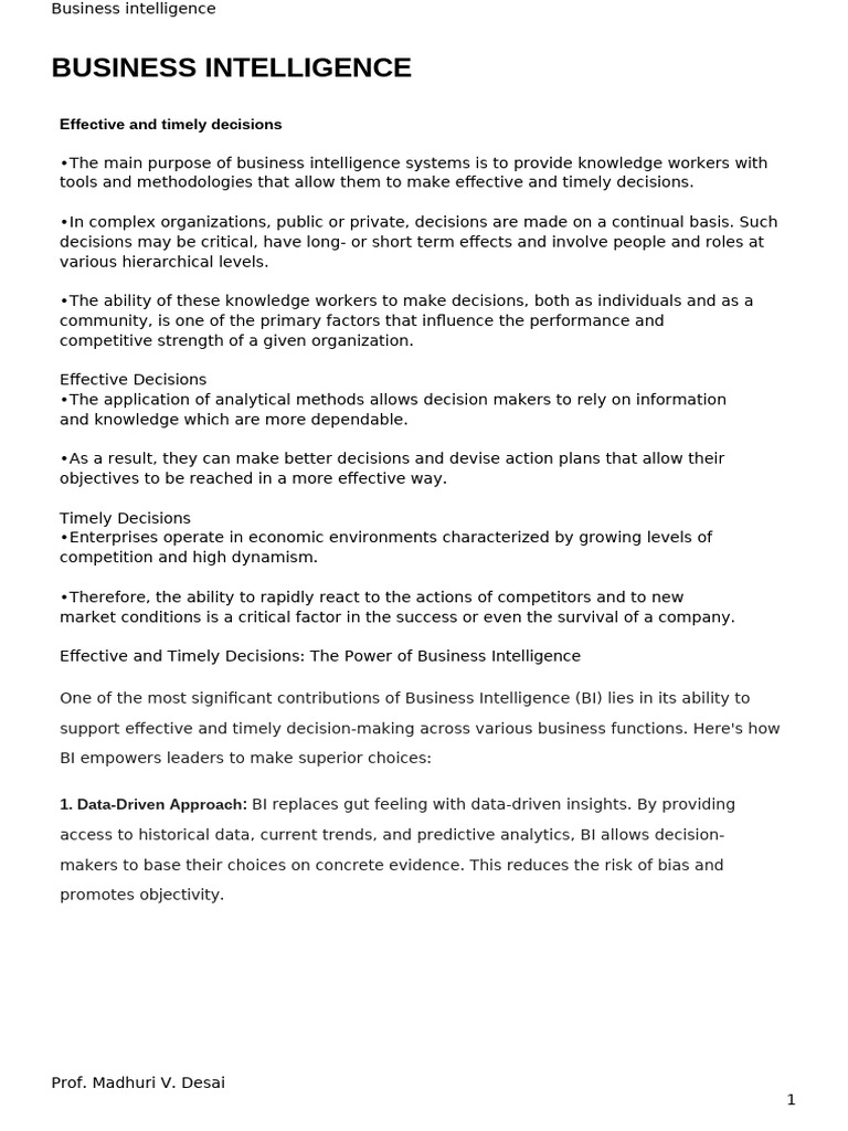 Bi Business Intelligence Notes | PDF