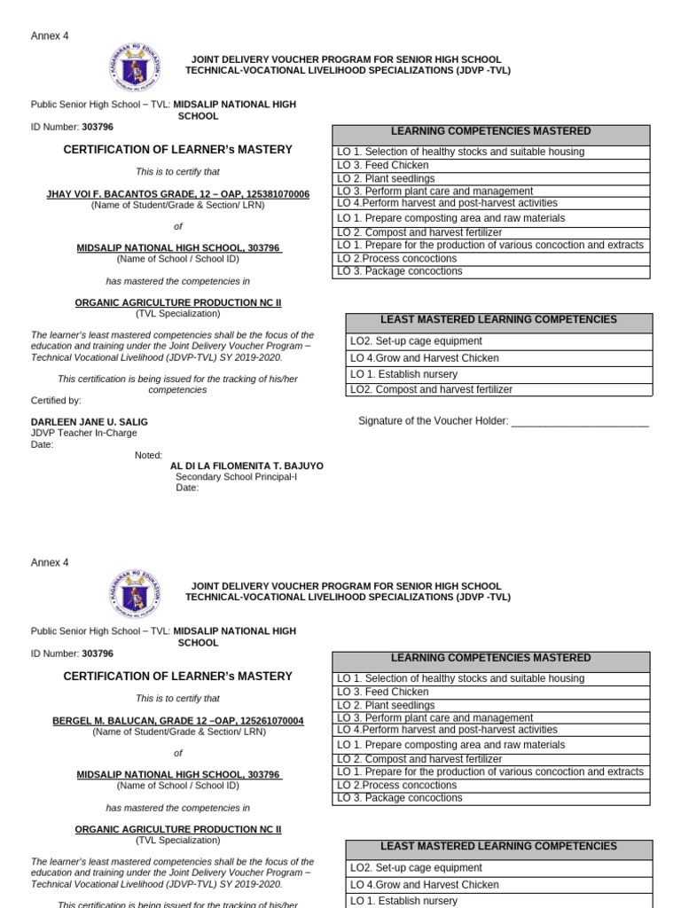 Annex-4-JDVP-Certificate-of-Learners-Mastery | PDF