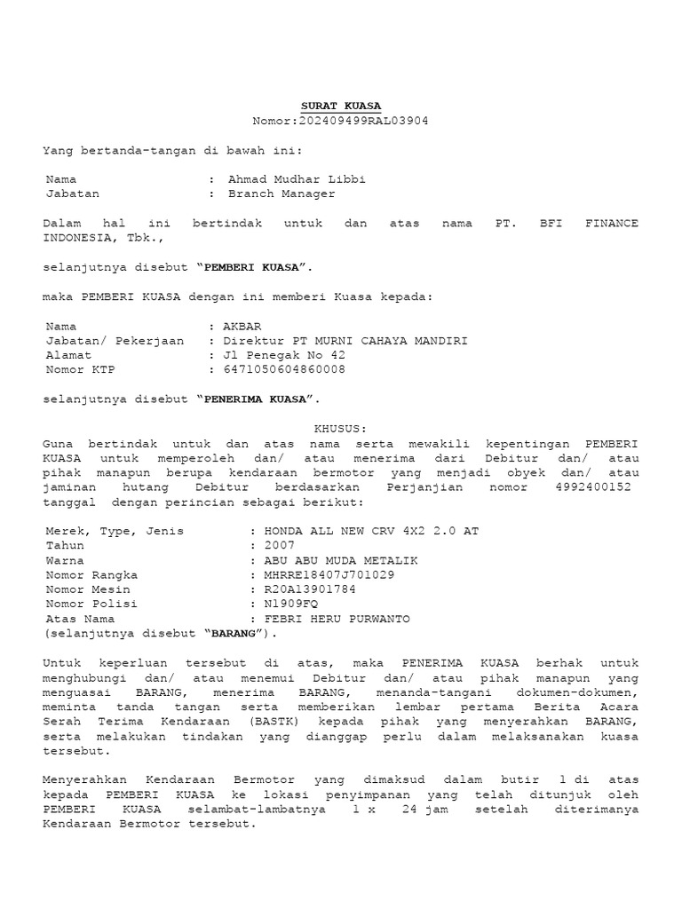 SK - Arif TTD & Stempel PT MCM | PDF