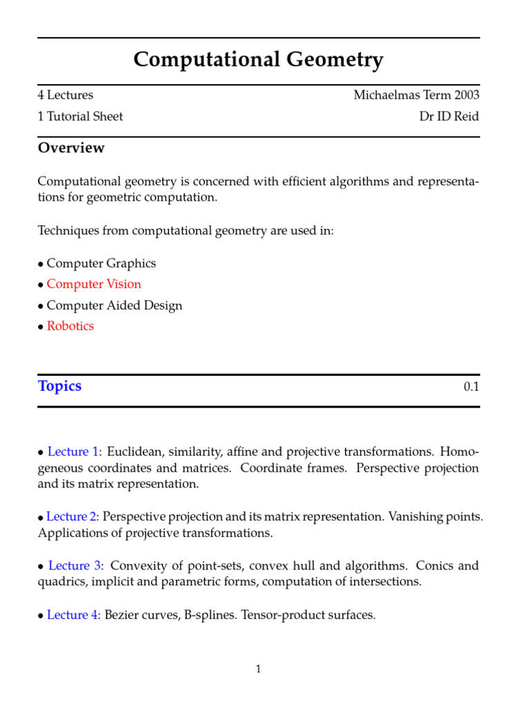 Lec1 Computational Geomentry | PDF
