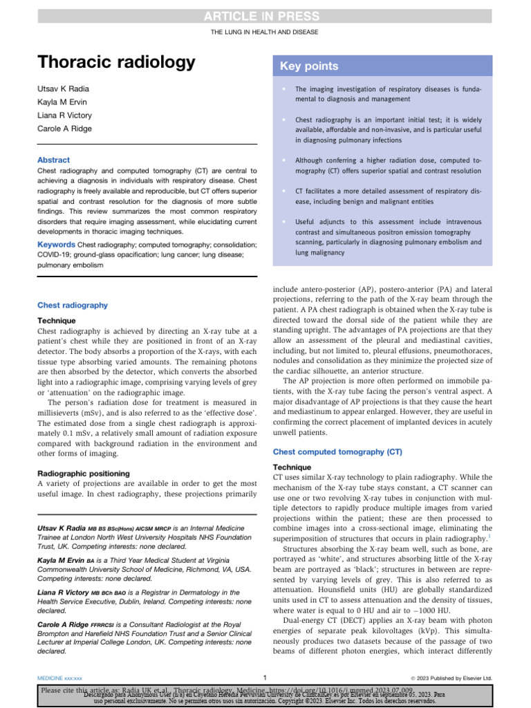 Thoracic Radiology | PDF