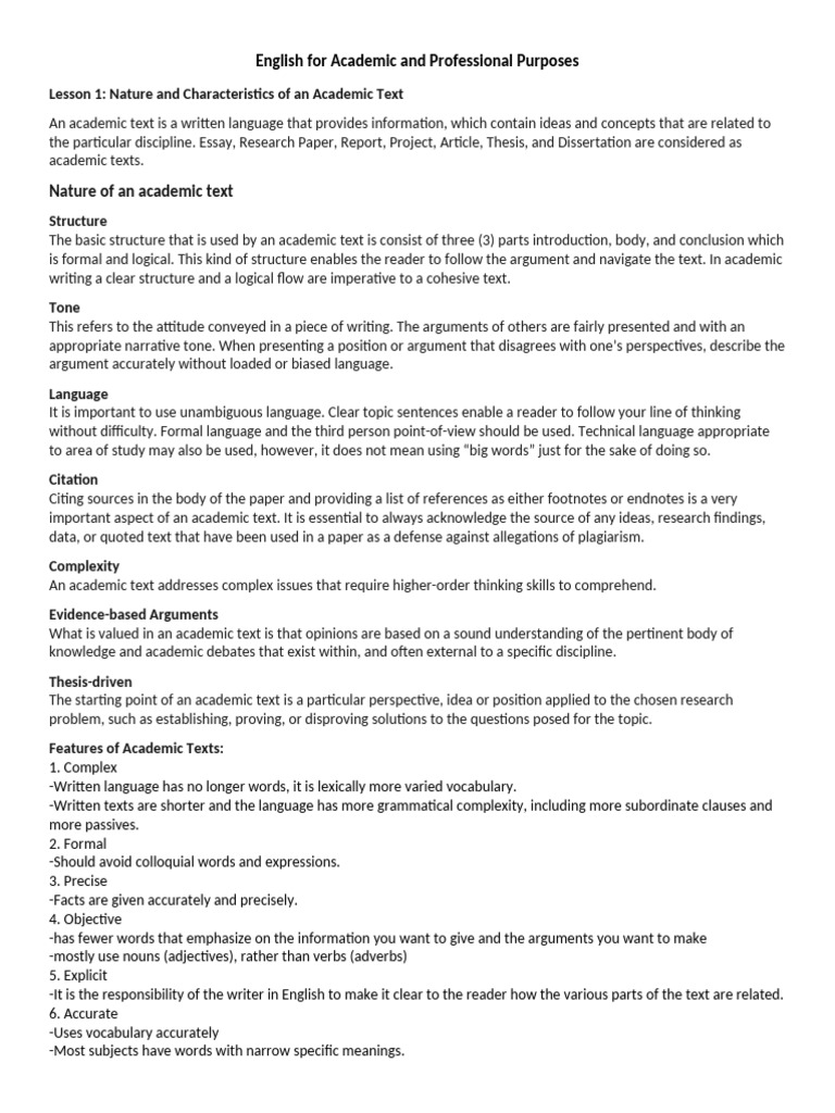 English For Academic and Professional Purposes Lesson 1 | PDF