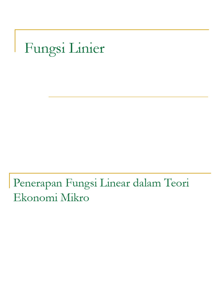 Aplikasi Fungsi Linear Dalam Ekonomi Mikro | PDF