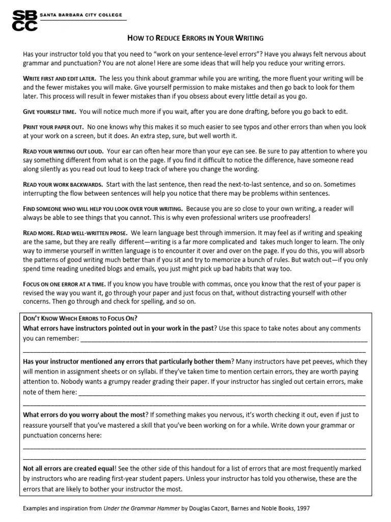 How To Reduce Errors in Your Writing | PDF