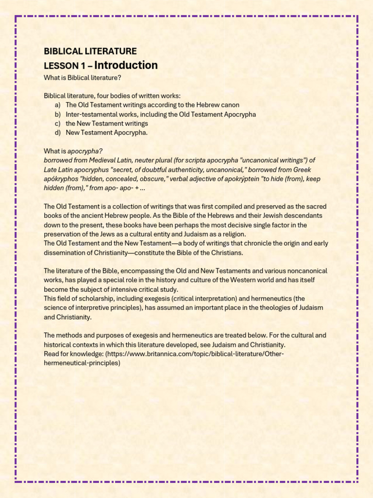 Biblical Literature & Devices | PDF | Apocrypha | Bible