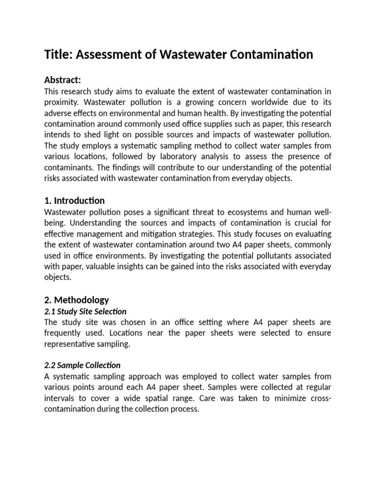 Assessment of Wastewater Contamination | PDF