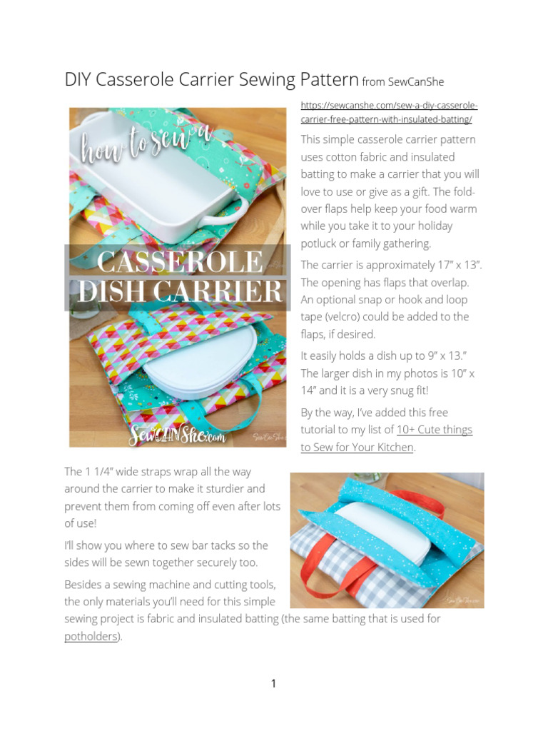 DIY Casserole Carrier | PDF