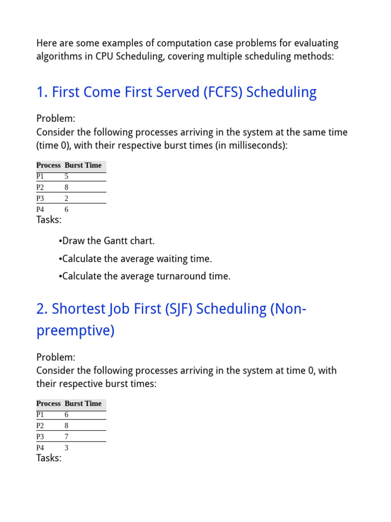 04 CPU Scheduling Examples | PDF