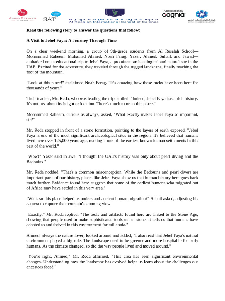 Grade 9 Short Story About Jabal Fayha | PDF