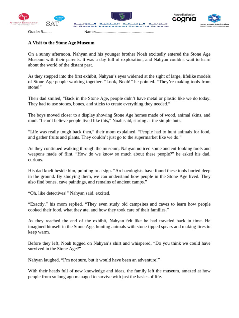 Grade 5 Story About The Stone Age | PDF