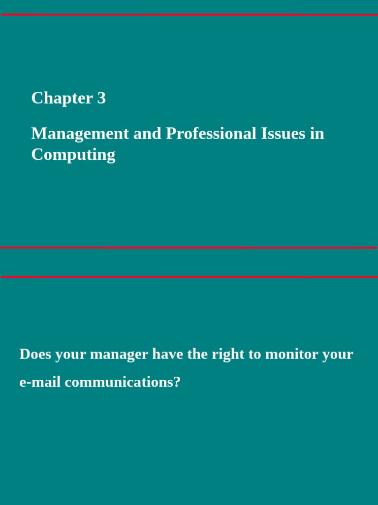 Chapter 3 Management and Professional Issues in Computing | PDF