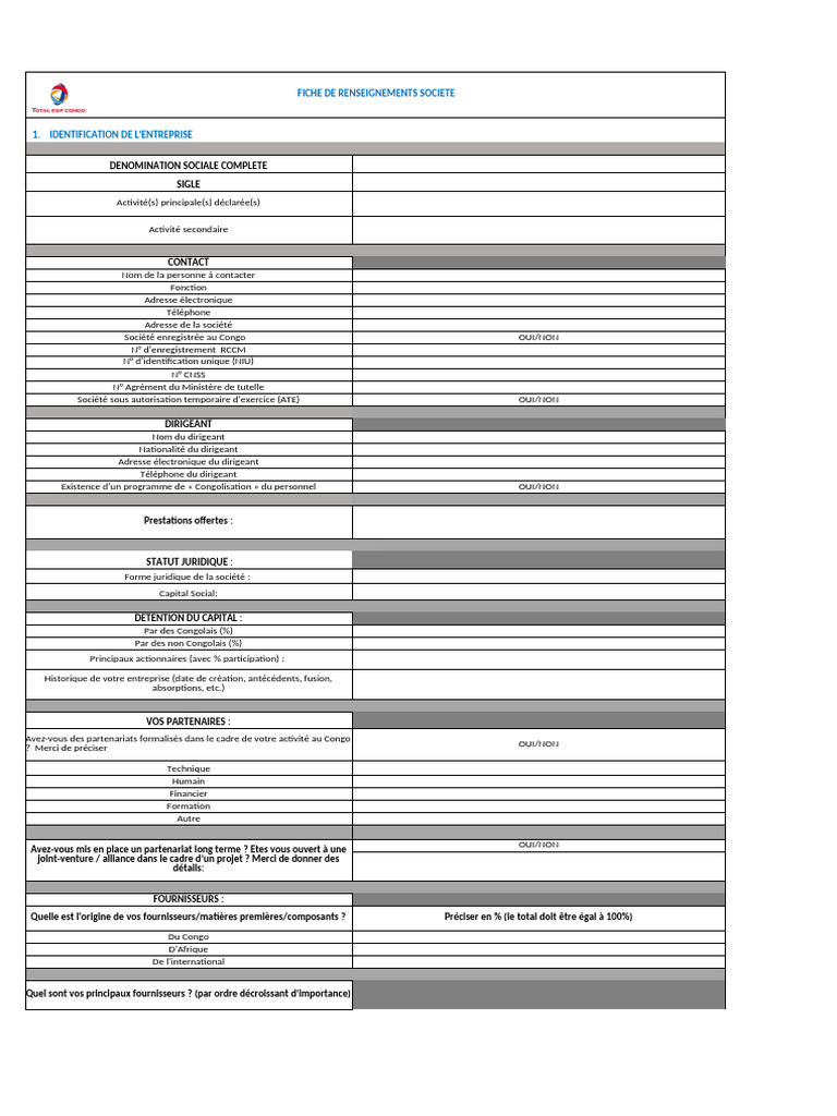 FIche de Renseignement Excel | PDF