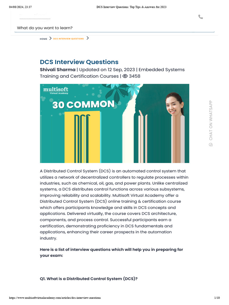 DCS Interview Questions - Top Tips & Answers For 2023 | PDF