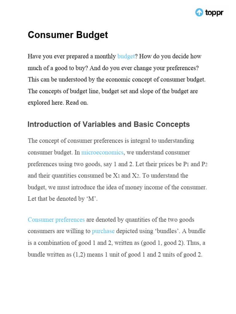 Theory of Consumer Behaviour Class 12 Notes | PDF