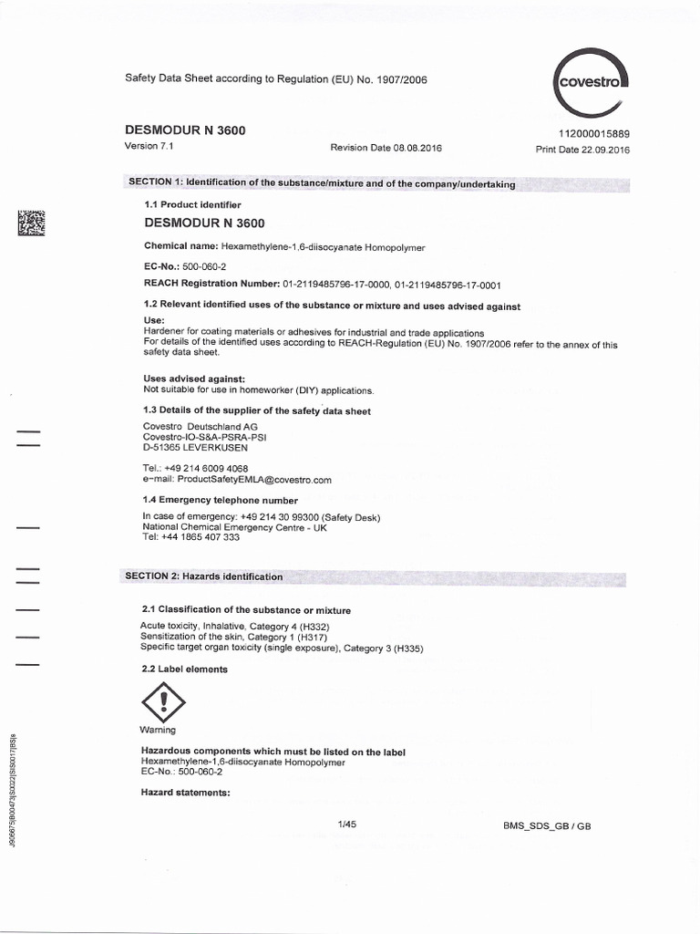 Desmodur N 3600 Pt1 | PDF