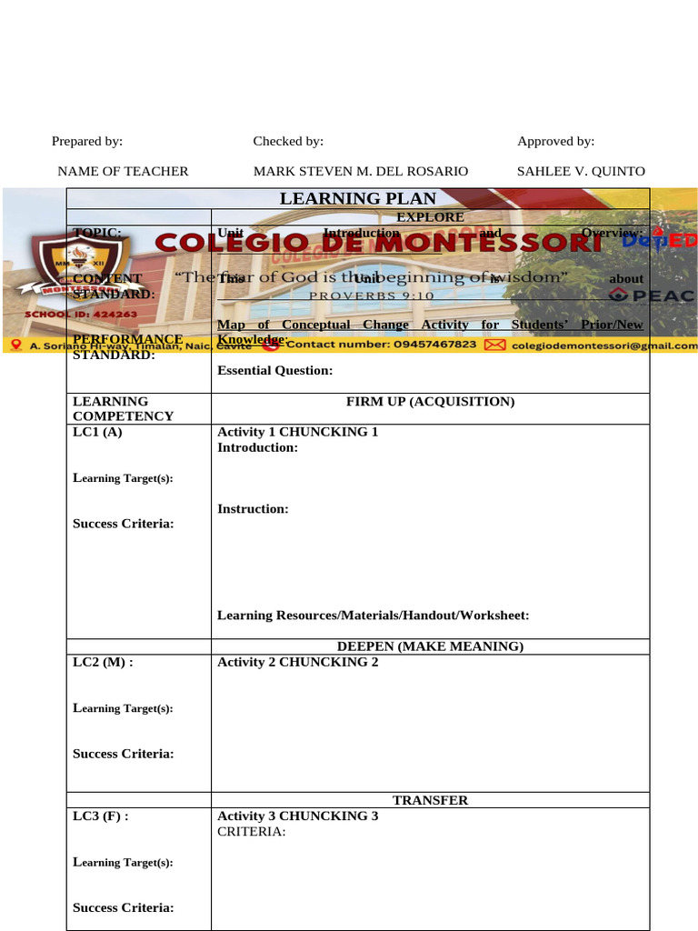 Learning Plan Template | PDF