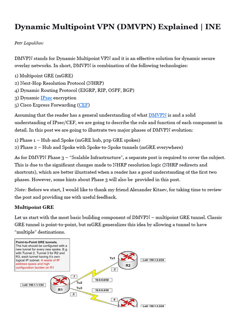 Dynamic Multipoint VPN (DMVPN) Explained INE INE | PDF
