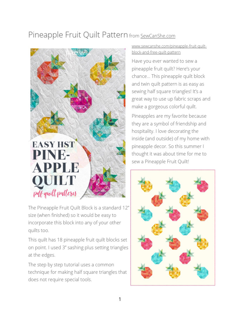Pineapple-Fruit-Quilt | PDF