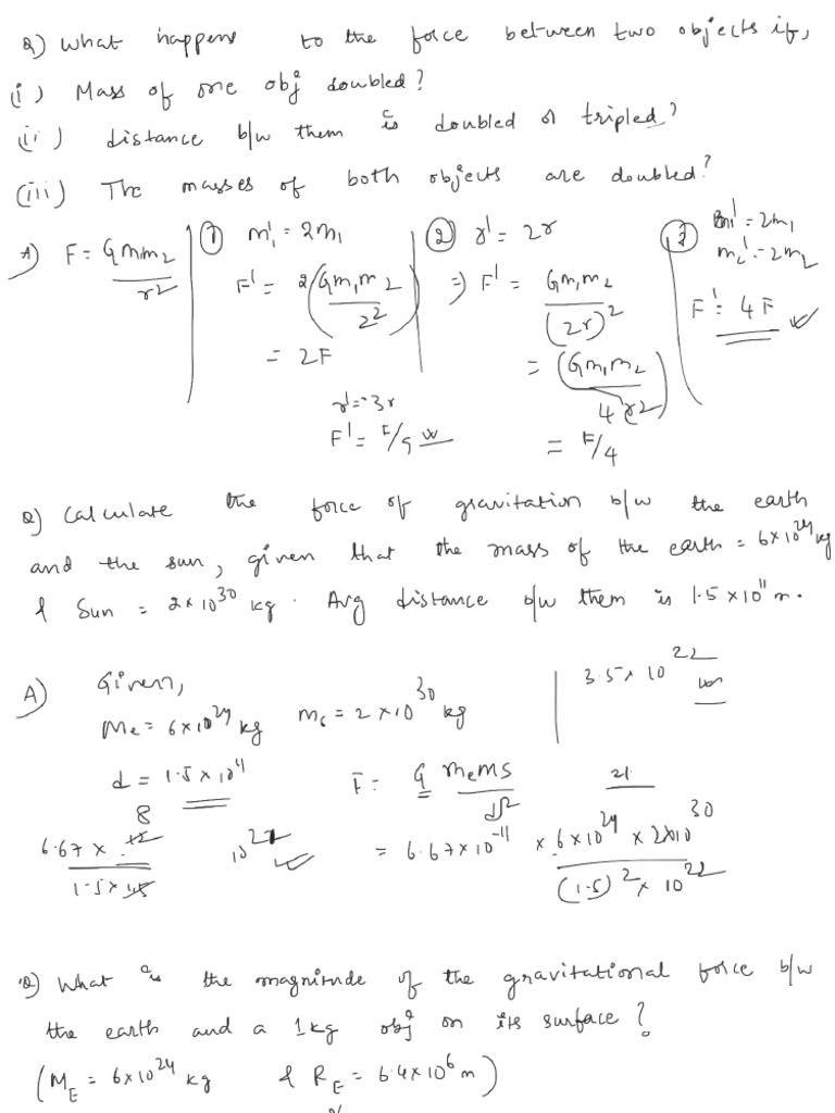 Numericals On Gravitation | PDF