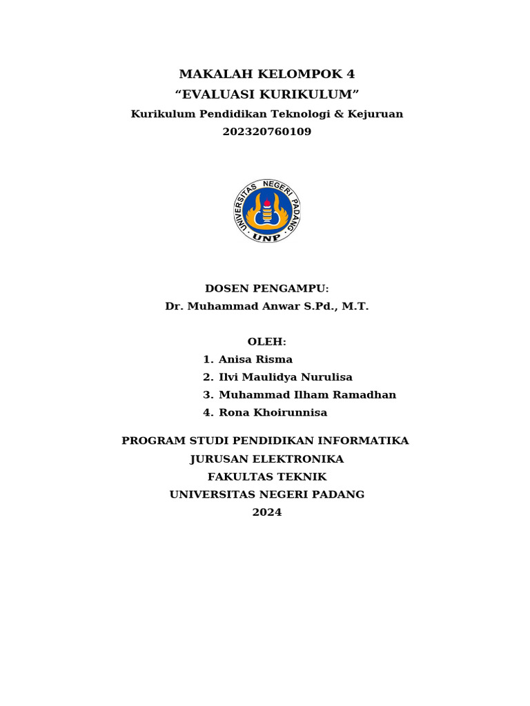 Makalah Evaluasi Kurikulum | PDF