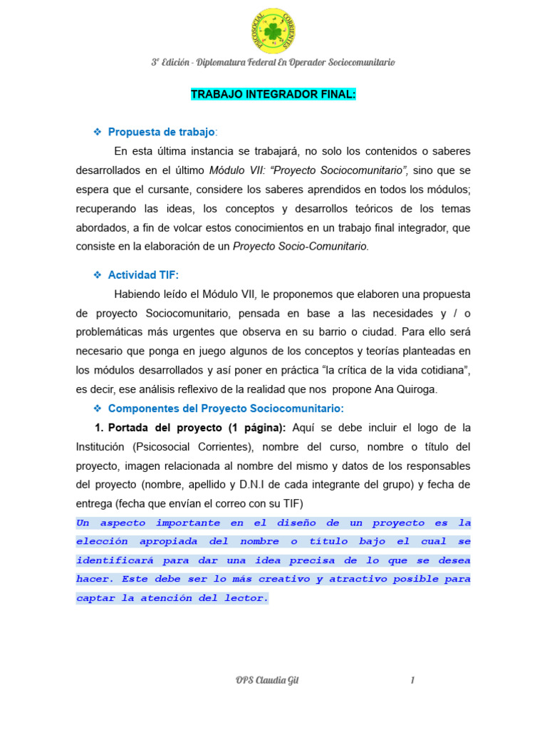 Guía de Trabajo Integrador Final | PDF