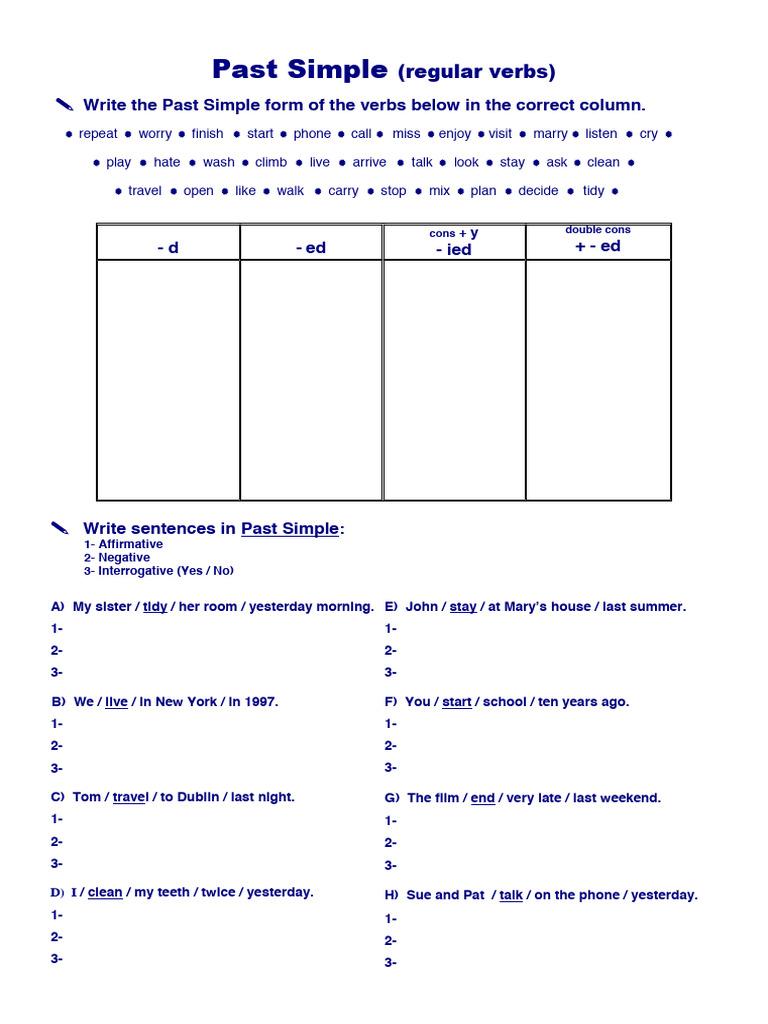 Past Simple Worksheet A2 | PDF