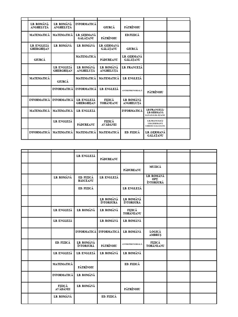 Orar 2024-2025 Vineri | PDF