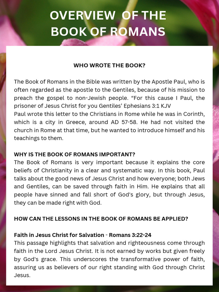 Book of Romans Overview | PDF | Epistle To The Romans | Religion ...
