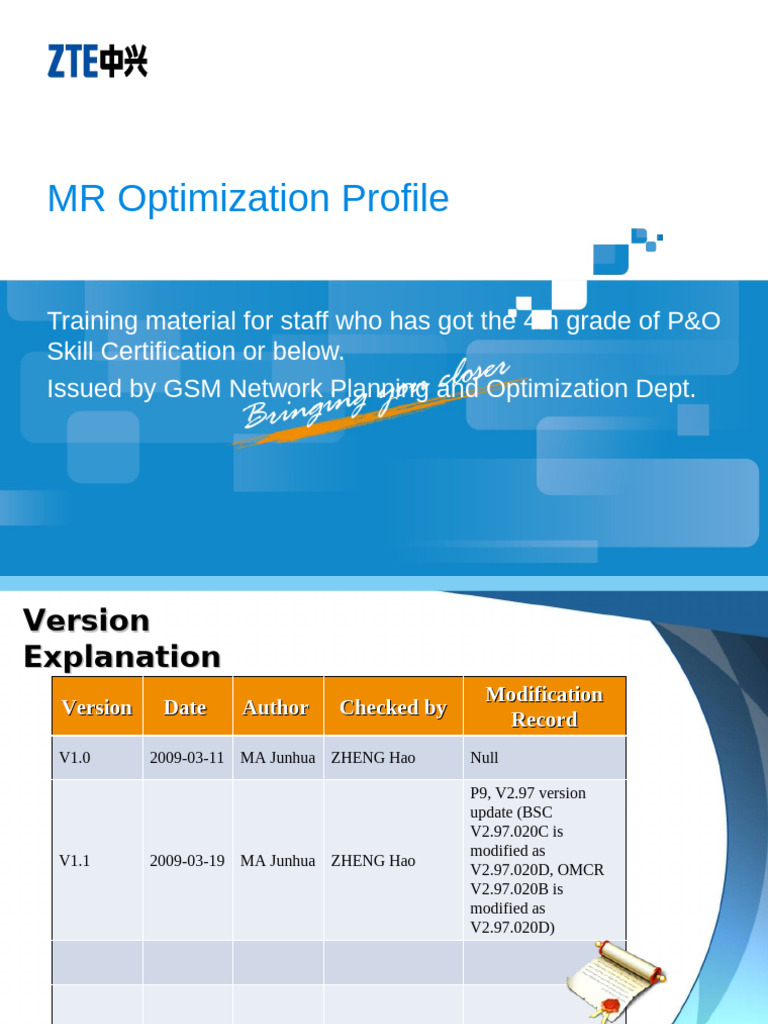GSM P&O-A-EN-MR Optimization Profile V1.1-Training Material-201011-44 | PDF | Computer Data ...